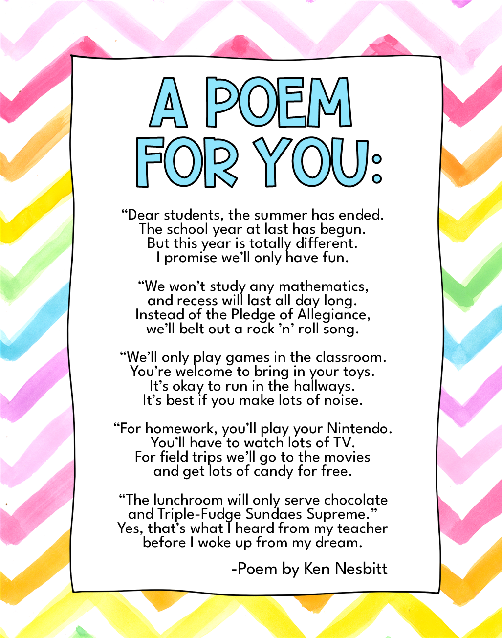 Letter to Students from Teacher at the Beginning of the School Year